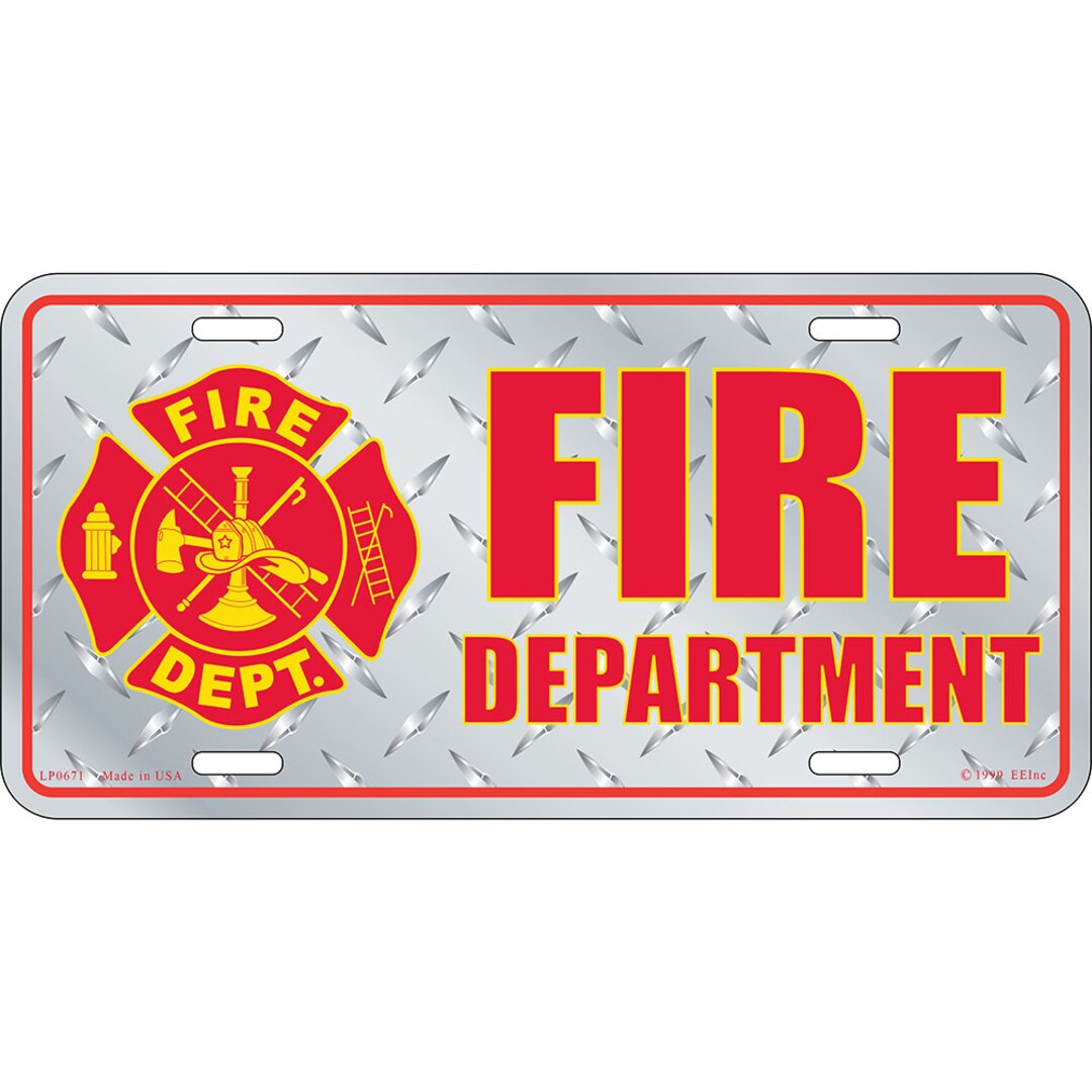 Fire Department Logo License Plates, 12''x6'' Aluminum Firefighter ...