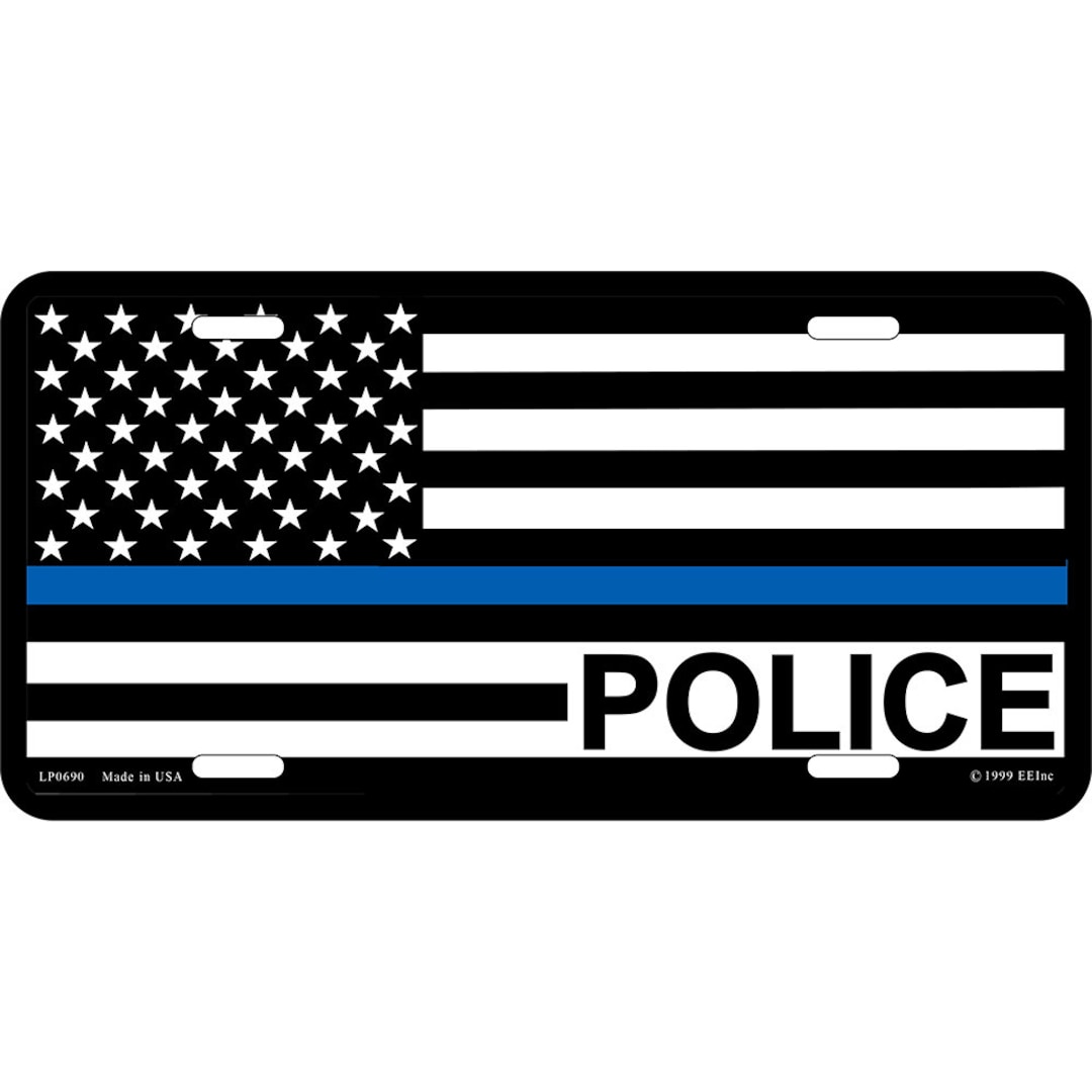 The Thin Blue Line Flag License Plates, 12''x6'' Aluminum Police ...