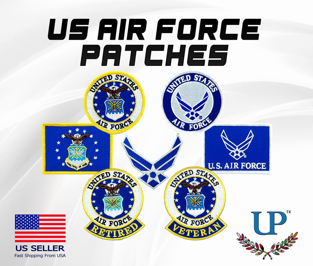 US Air Force Patches With Iron on and Velcro Fastener Backing, Retired ...