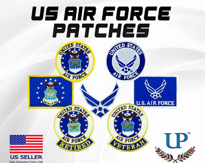 US Air Force Patches With Iron on and Velcro Fastener Backing, Retired ...