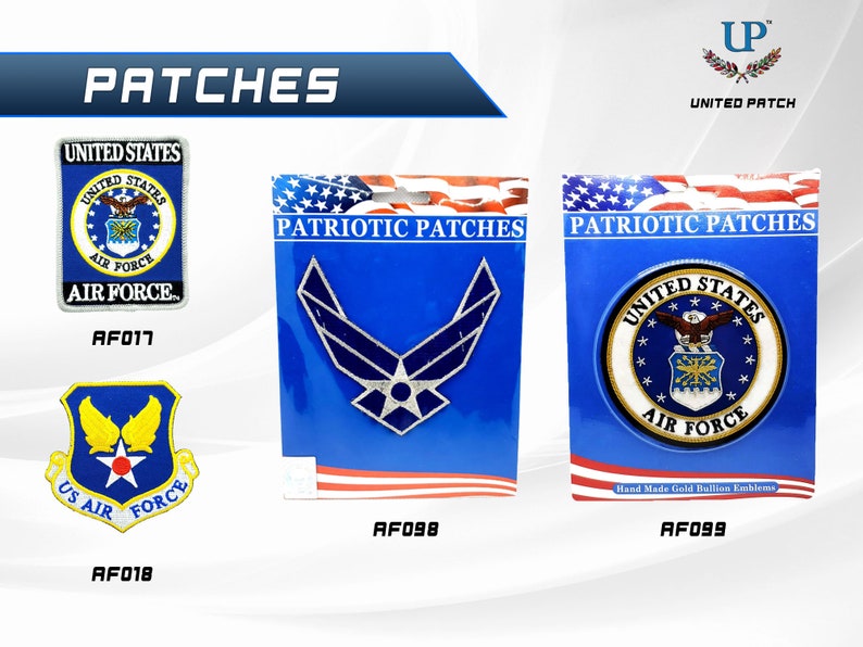 US Air Force Patches With Iron on and Velcro Fastener Backing, Retired ...