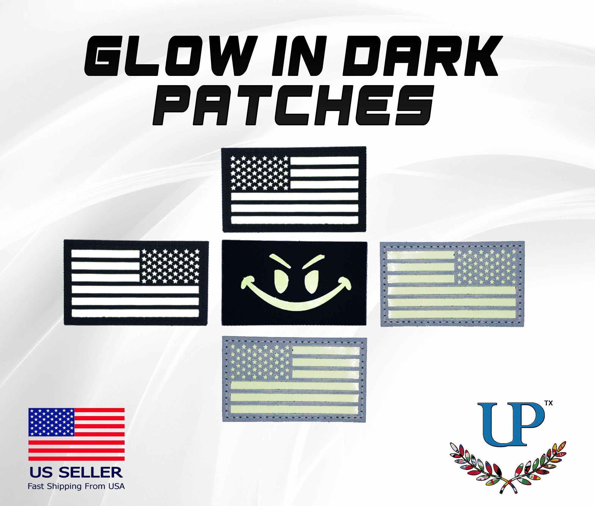 Glow in Dark US Flag Velcro Patches, Reflective Flag Patch, Smile Patch ...