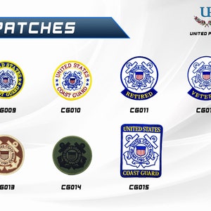 US Coast Guard Iron on and Velcro Patches, Retired and Veteran Patches ...