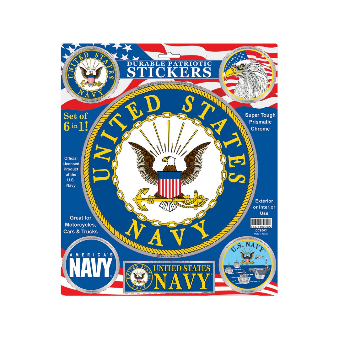 Officially Licensed U.S. Navy Durable Car Sticker Set of 6, US Navy Car ...