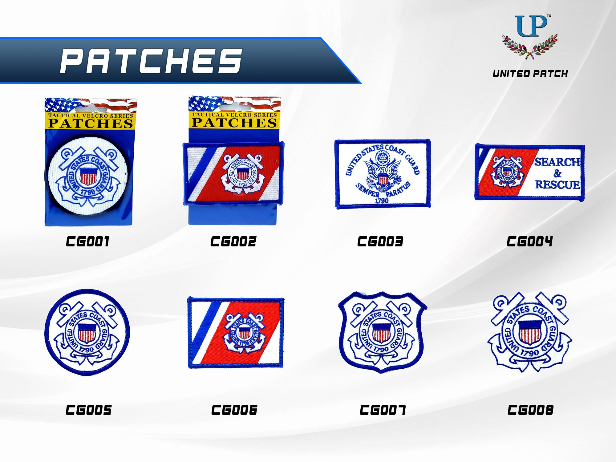 US Coast Guard Iron on and Velcro Patches, Retired and Veteran Patches ...