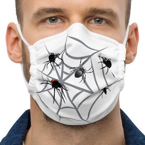 Halloween Face Mask Spiders on Spider Web Face Mask Creepy - Etsy