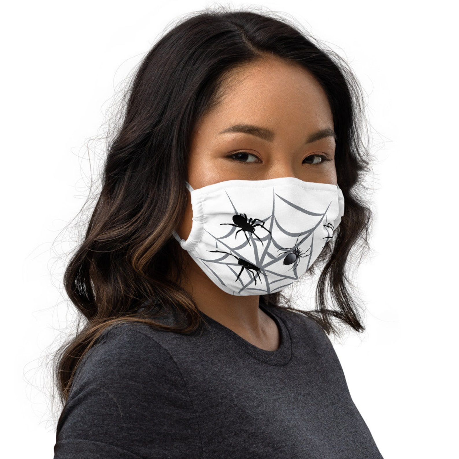 Halloween Face Mask Spiders on Spider Web Face Mask Creepy - Etsy