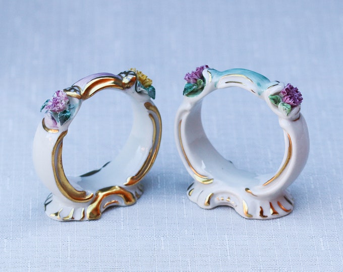 Set of 2 Porcelain Napkin Rings Dresden Design Sandizell Handmade W ...