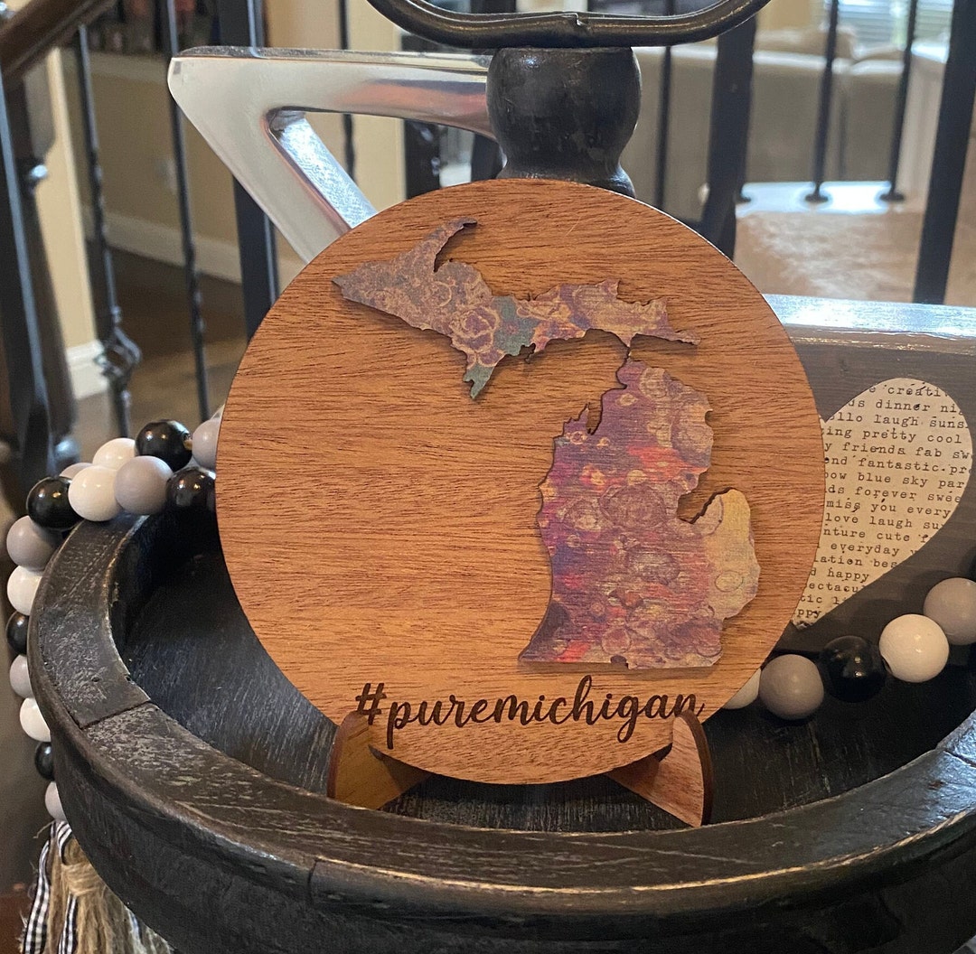 State of Michigan Sign for Desk, Table, Shelf or Tiered Tray, Unique ...