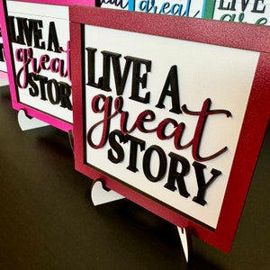 Inspirational Sign, Live a Great Story Wooden Quote Sign, Motivational ...