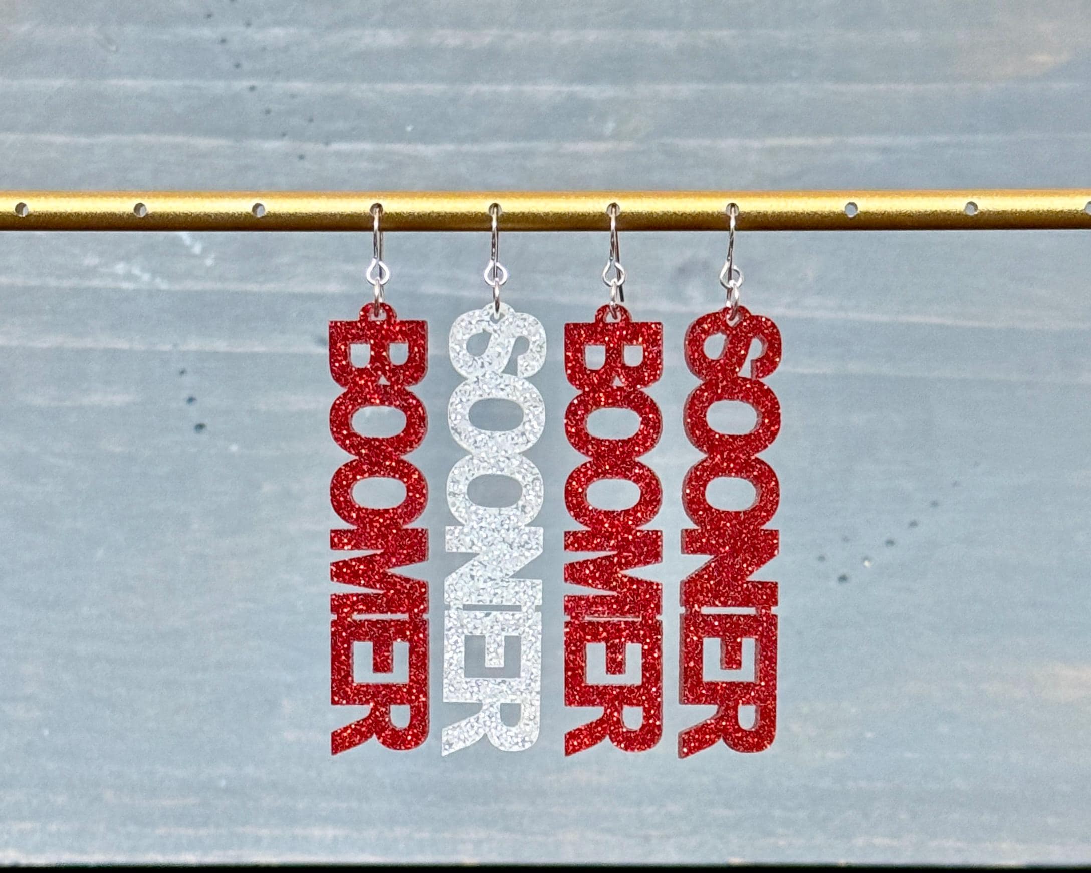 Mini Boomer Sooner Earrings, OU Officially Licensed Game Day Crimson ...
