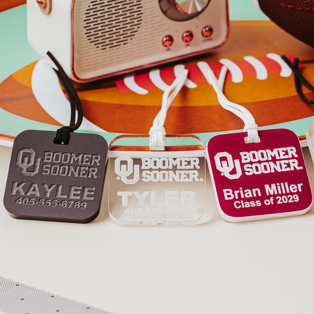 OU Boomer Sooner Custom Luggage Tags, Personalized University of ...