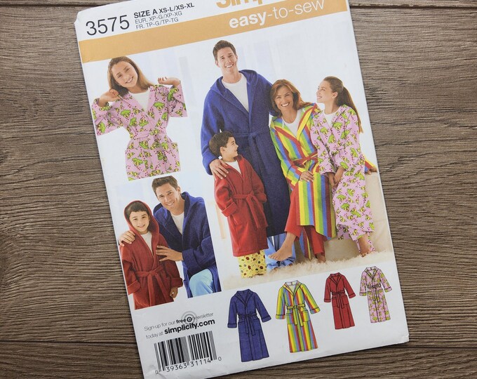 Child, Teen, Adult Hooded Robe Sewing Pattern Simplicity Sz XS-XL - Etsy