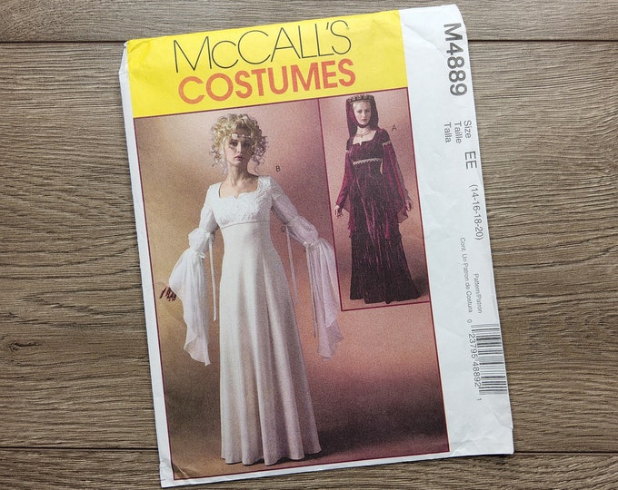 Medieval Renaissance Dress Costume Sewing Pattern Mccall's M4889 Sz 14 ...