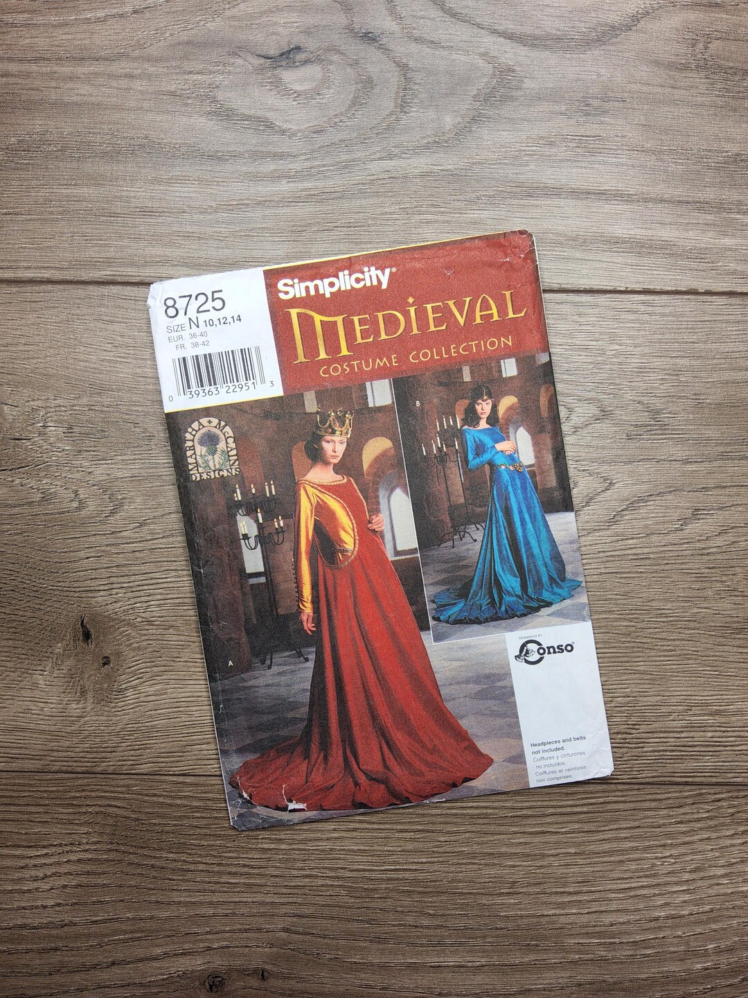 Medieval Gown and Surcote Costume Sewing Pattern Sz 10-14 Simplicity ...