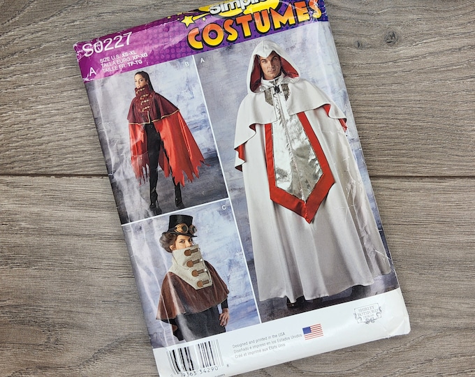 Adult Cape Costumes Sewing Pattern Simplicity S0227 Sz XS-S-M-L-XL - Etsy