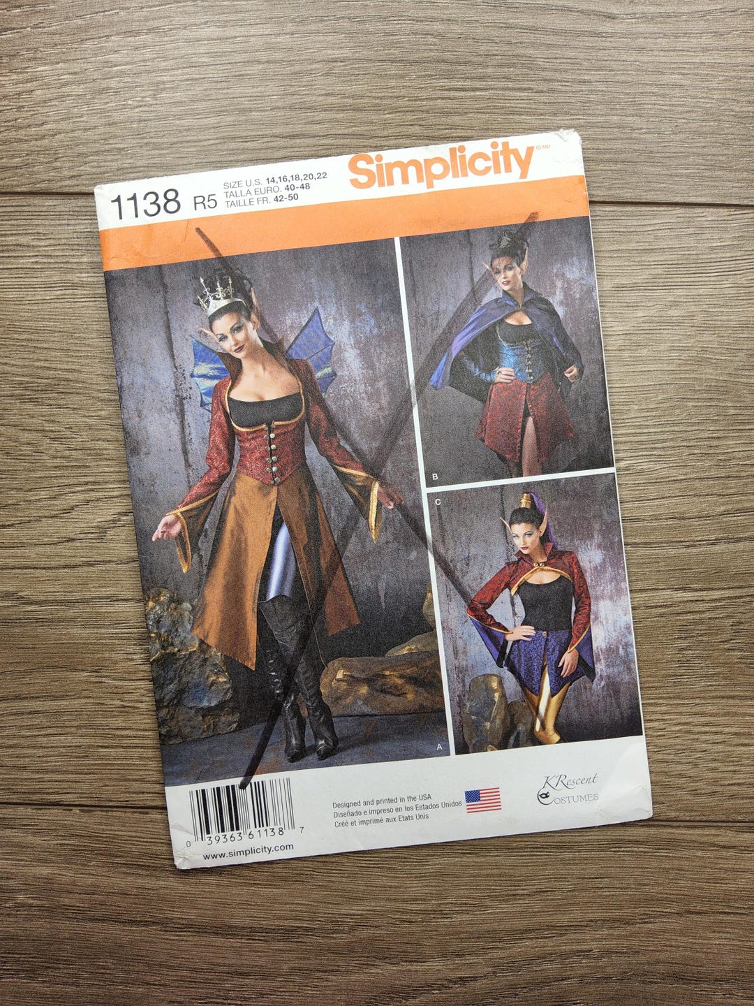 Fairy Fantasy Costume Sewing Pattern Sz 14-22 Simplicity 1138 - Etsy