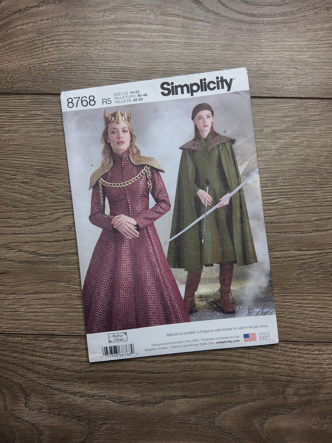 Fantasy Dress and Cloak Costume Sewing Pattern Simplicity 8768 Sz 14-22 ...