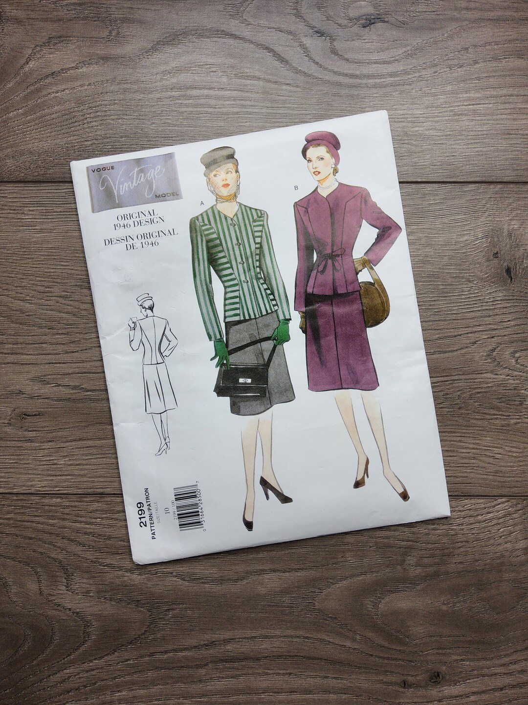 1940s Vintage Retro Jacket and Skirt Sewing Pattern Sz 10 Vogue 2199 - Etsy