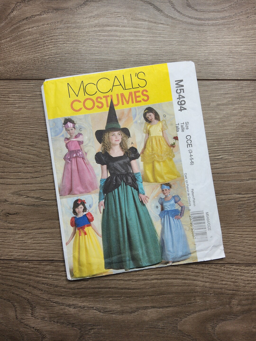 Child's Princess and Witch Costume Sewing Pattern Mccall's M5494 Sz 3-6 ...