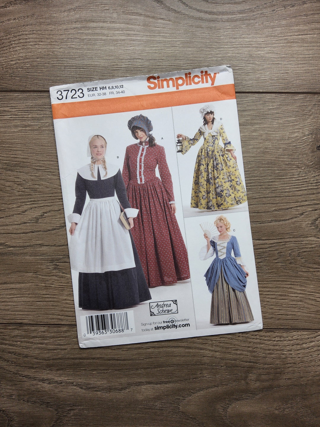 Pioneer, Quaker, Colonial, Courtly Lady Costume Sewing Pattern Sz 6-12 ...