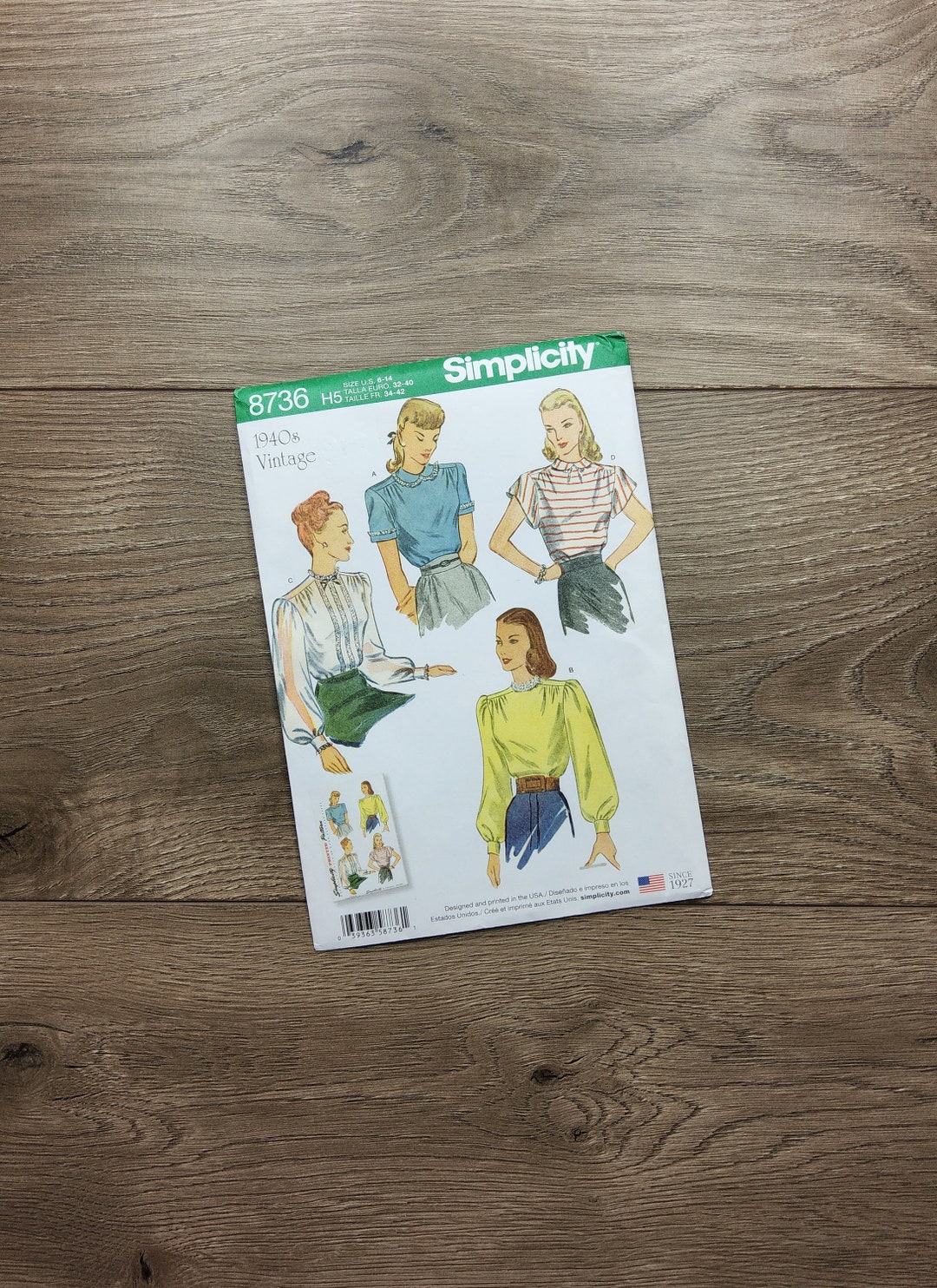 Simplicity 8736 Misses' Vintage Blouses Sewing Pattern Size 6-14 - Etsy
