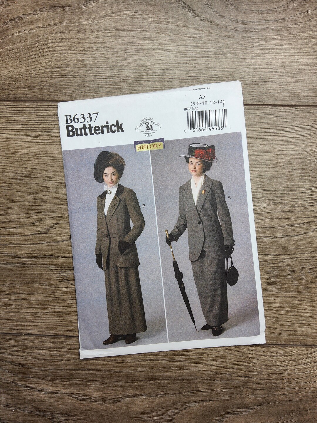 Titanic Jacket and Skirt Costume Sewing Pattern Sz 6-14 Butterick B6337 ...