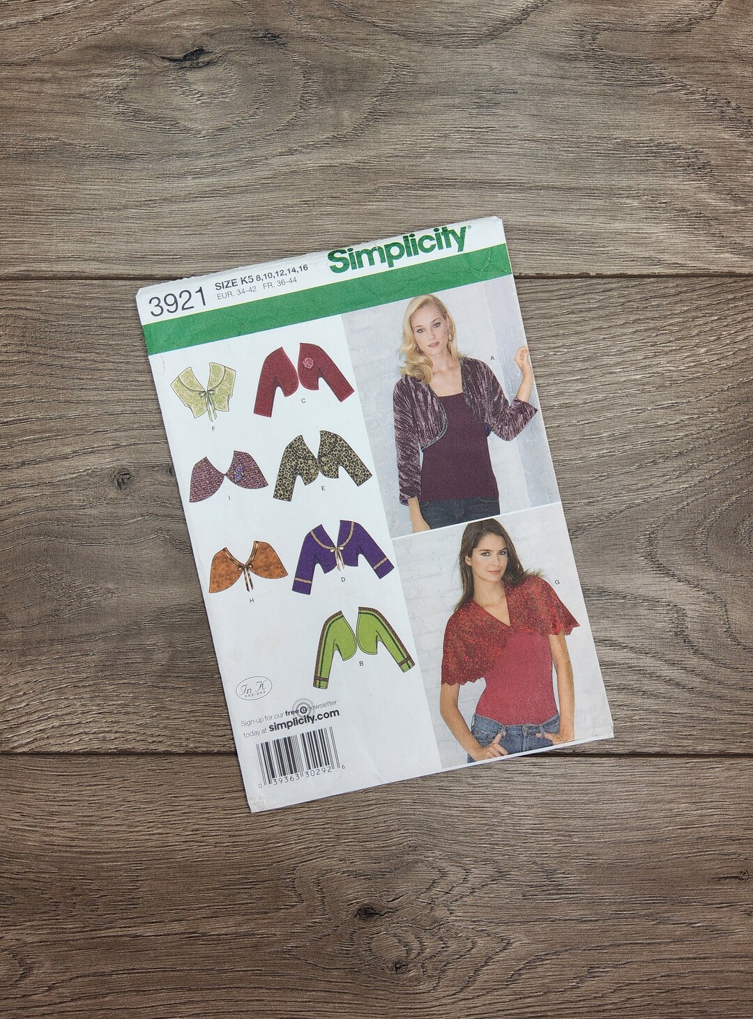 Bolero and Capelet Sewing Pattern Simplicity 3921 Sz 8-10-12-14-16 - Etsy