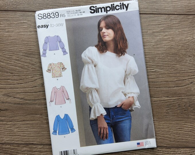 Hippy Peasant Blouse Sewing Pattern Simplicity S8839 Sz 14-16-18-20-22 ...