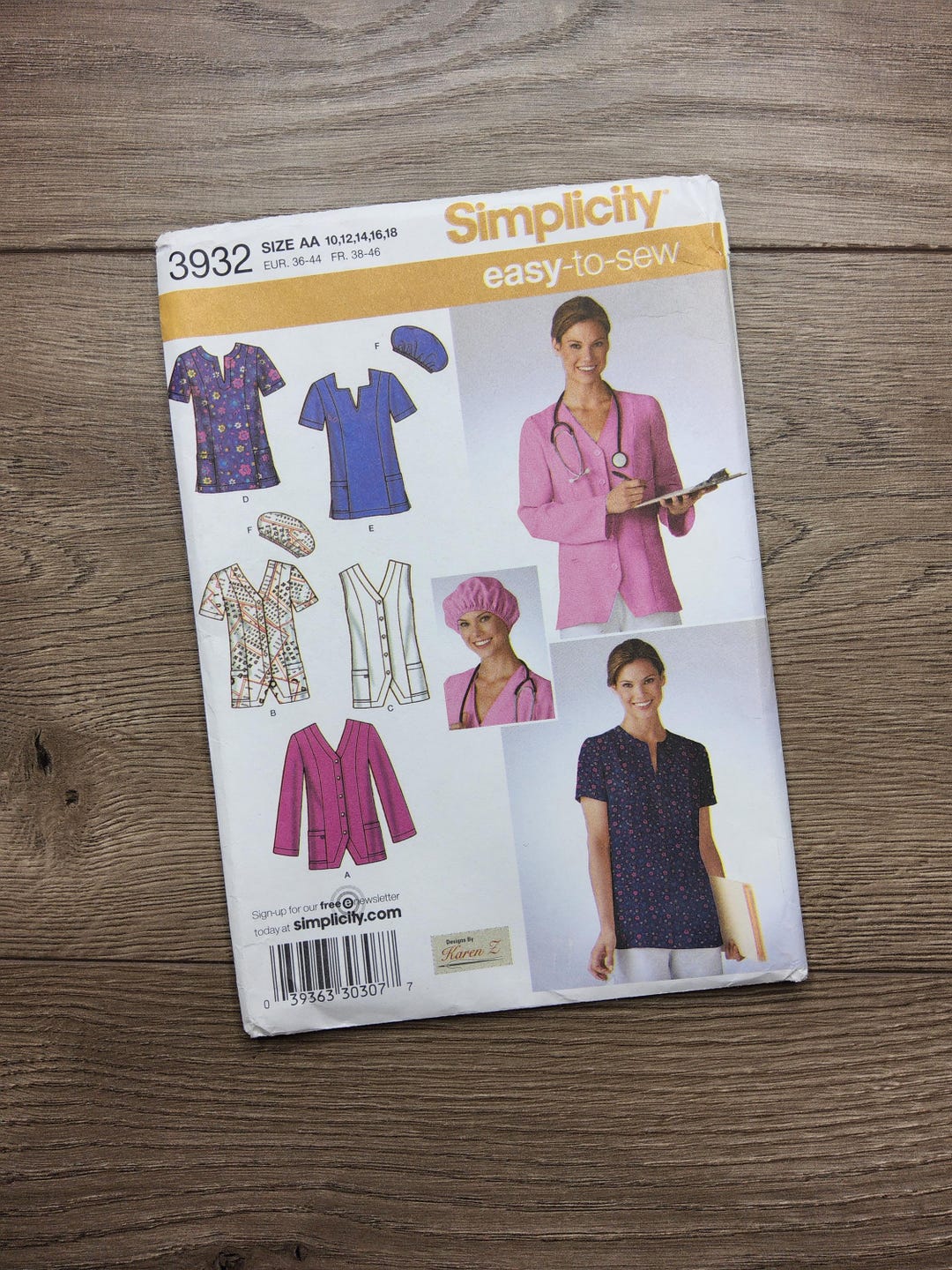 Scrub Top, Jacket, and Hat Sewing Pattern Sz 10-18 Simplicity 3932 - Etsy