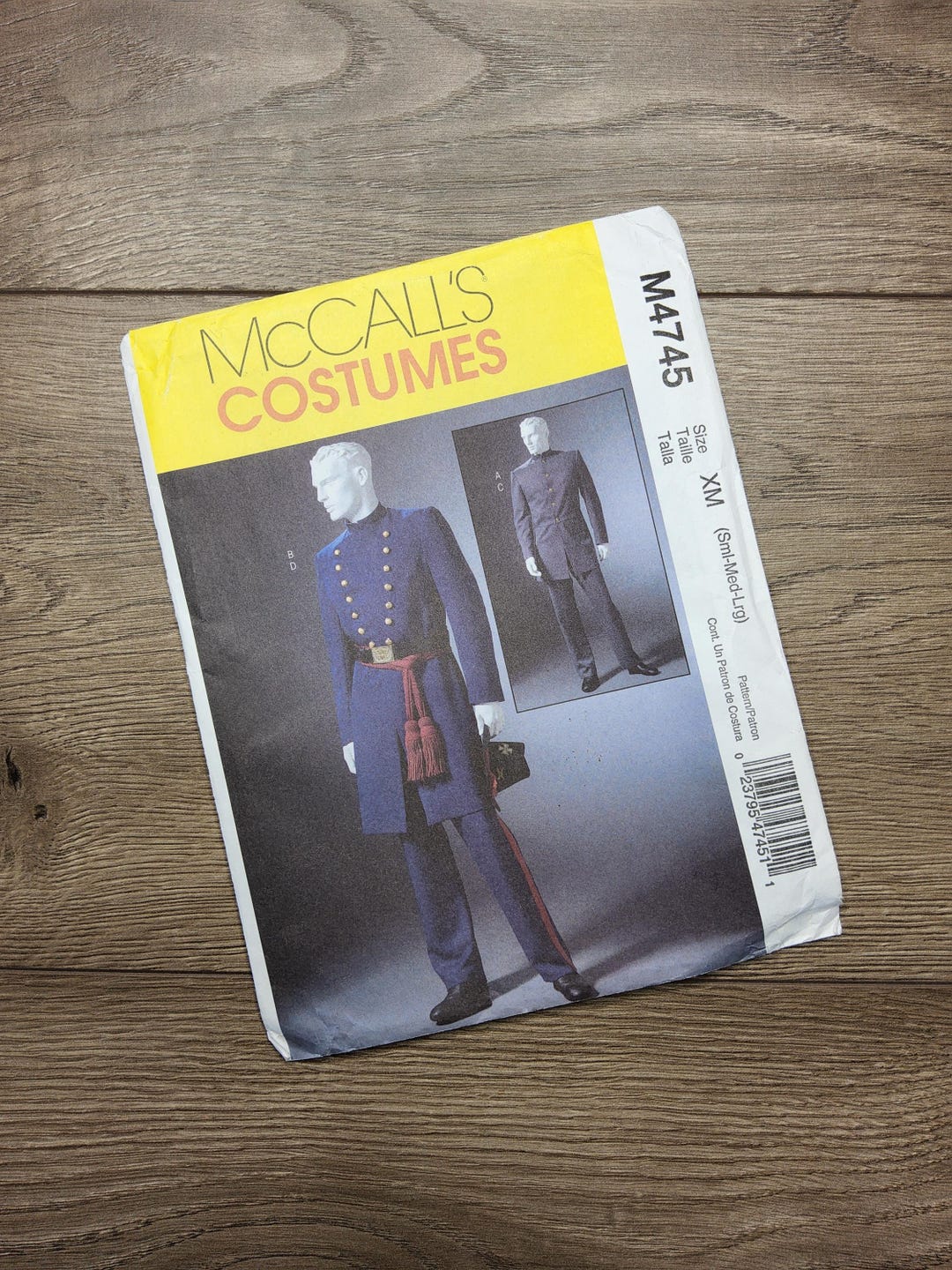 Men's Civil War Costume Sewing Pattern Sz S-L Mccall's M4745 - Etsy