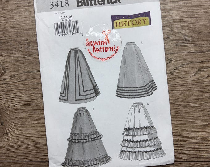 Historical Skirt Costume Sewing Pattern Sz 12-16 Butterick 3418 - Etsy