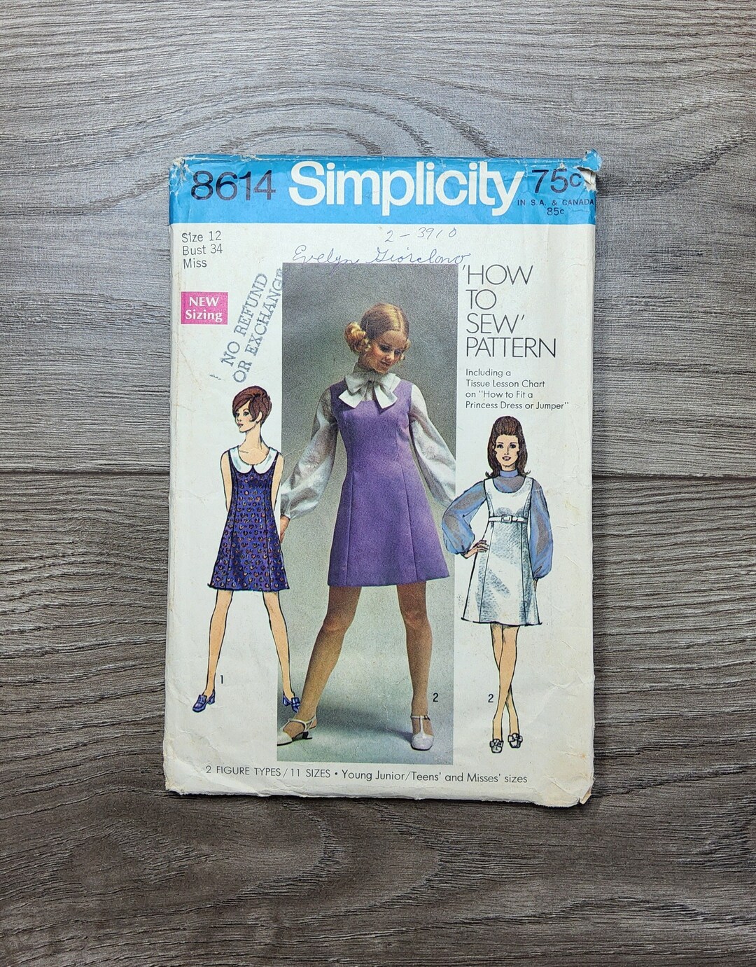 Simplicity 8614 Misses Jumper or Dress and Blouse Sewing Pattern SZ 12 Bust 34" Waist 25.5" Hip ...