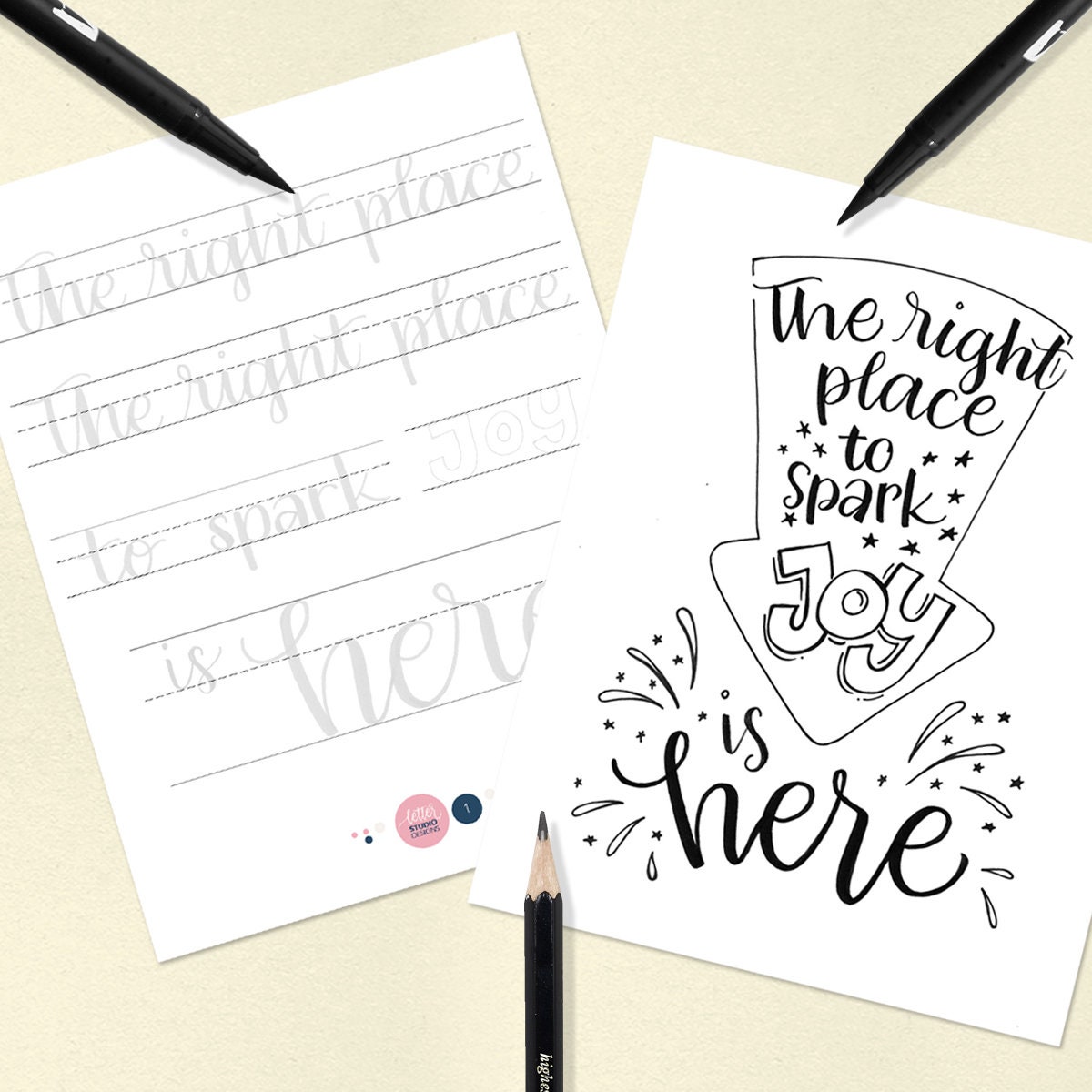 12 Motivational Quotes Hand Lettering Practice Workbook Vol.1 Brush Pen ...