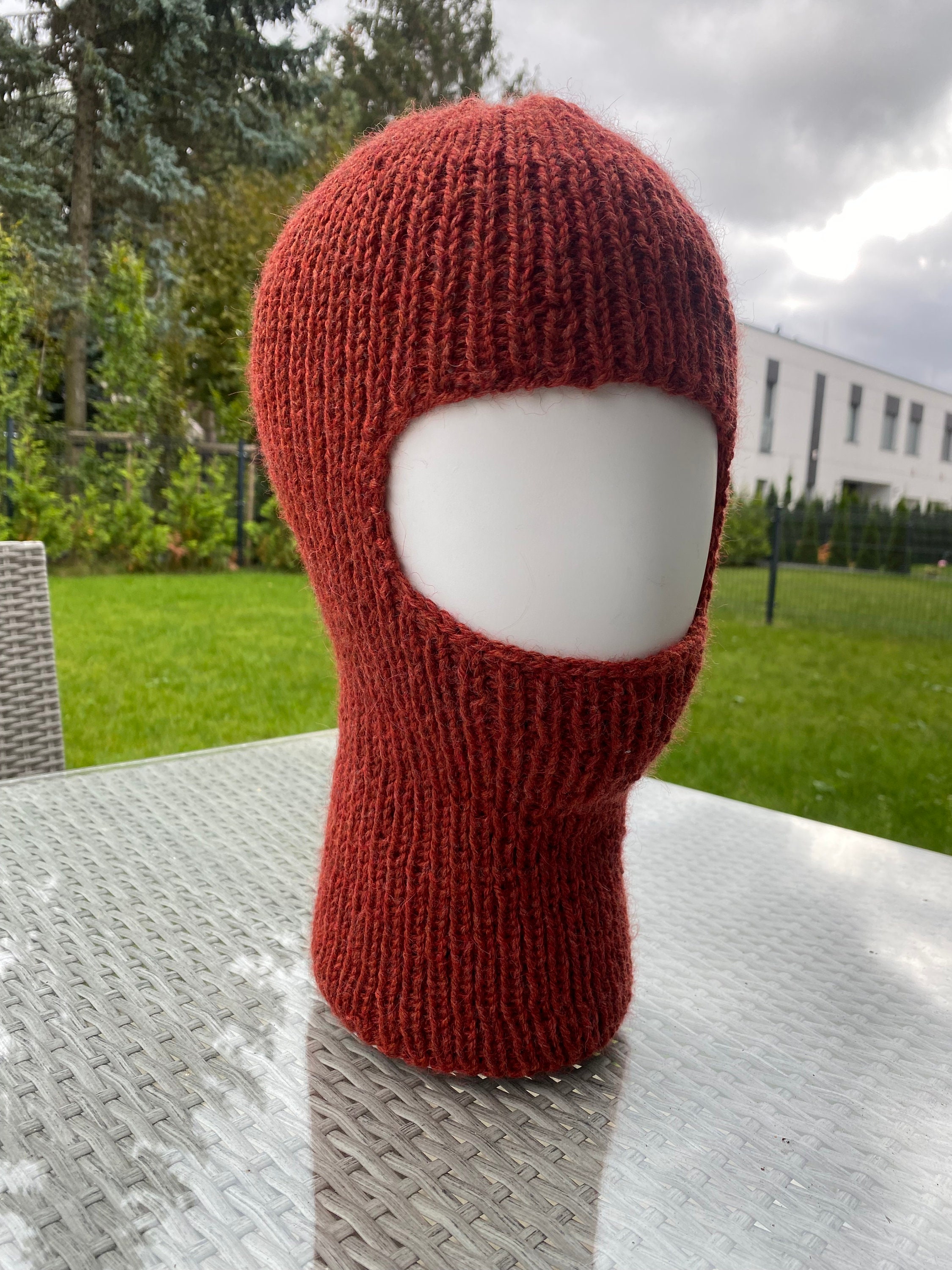 Balaclava Ginger Color Brick Brown Red Hat Knit Balaclava Wool Helmet ...