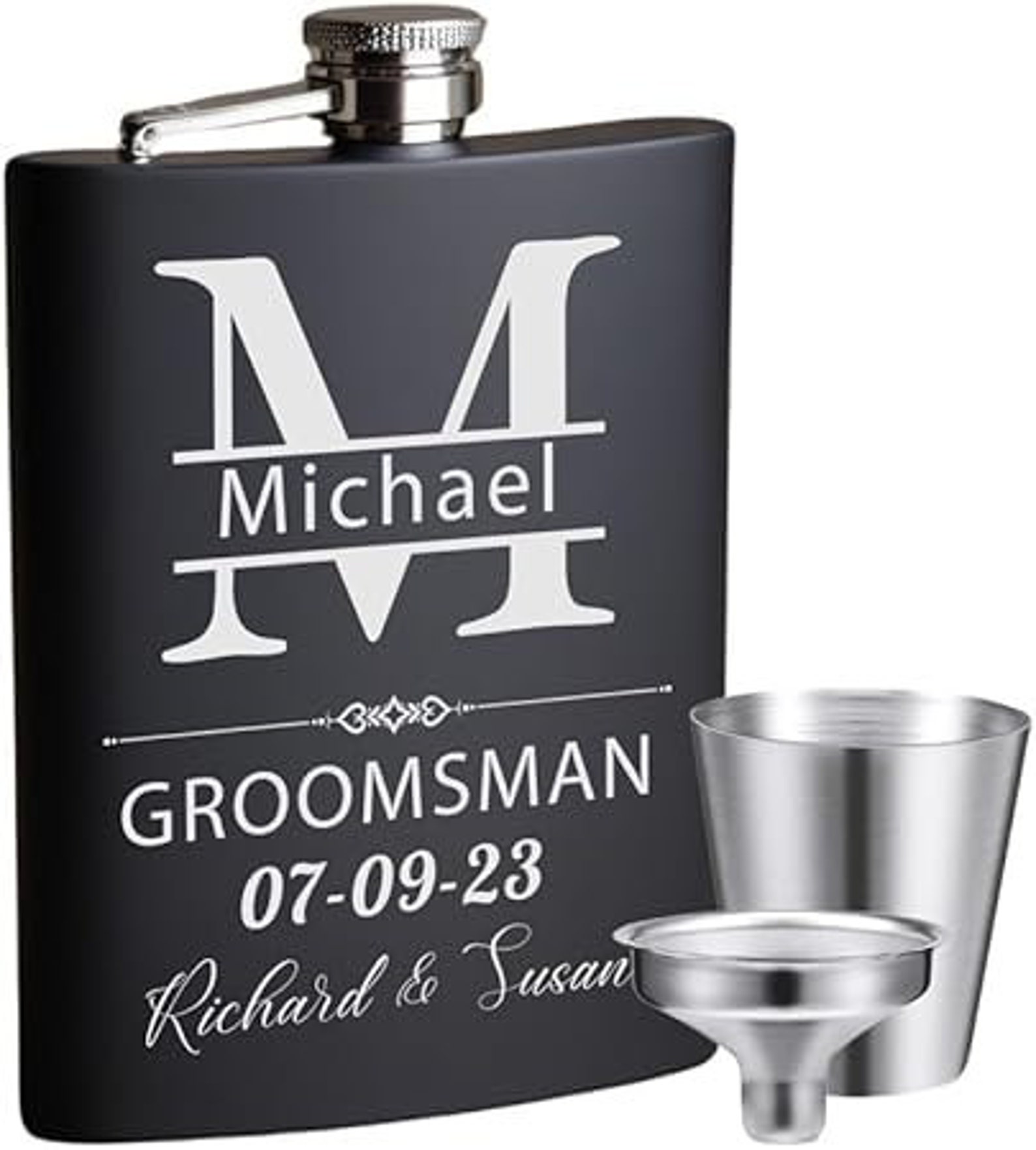 Personalized Hip Flask for Men - 6oz Stainless Steel Flask Set With ...