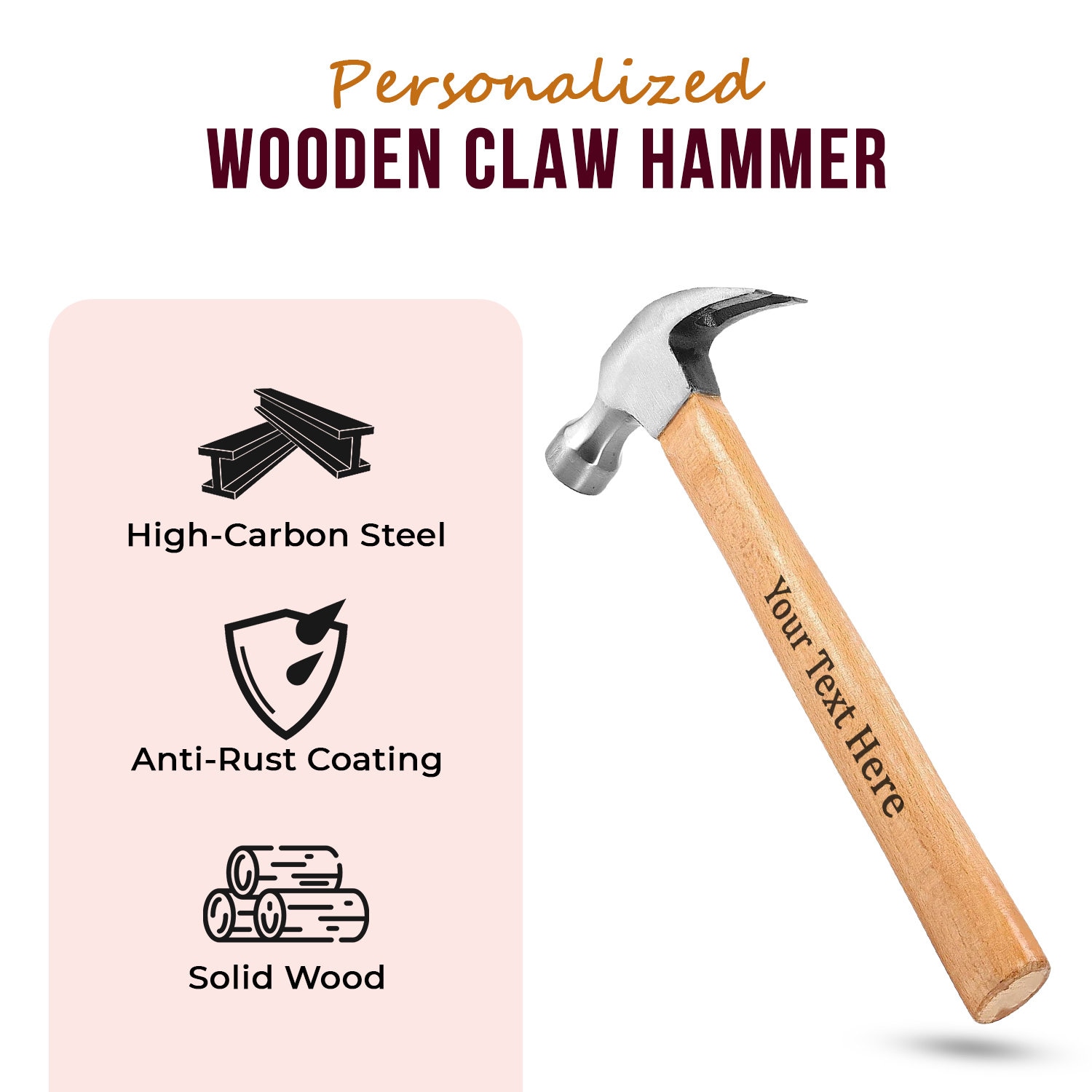 Personalized Passion Wooden Claw Hammer, Milled Face Framing Hammer ...