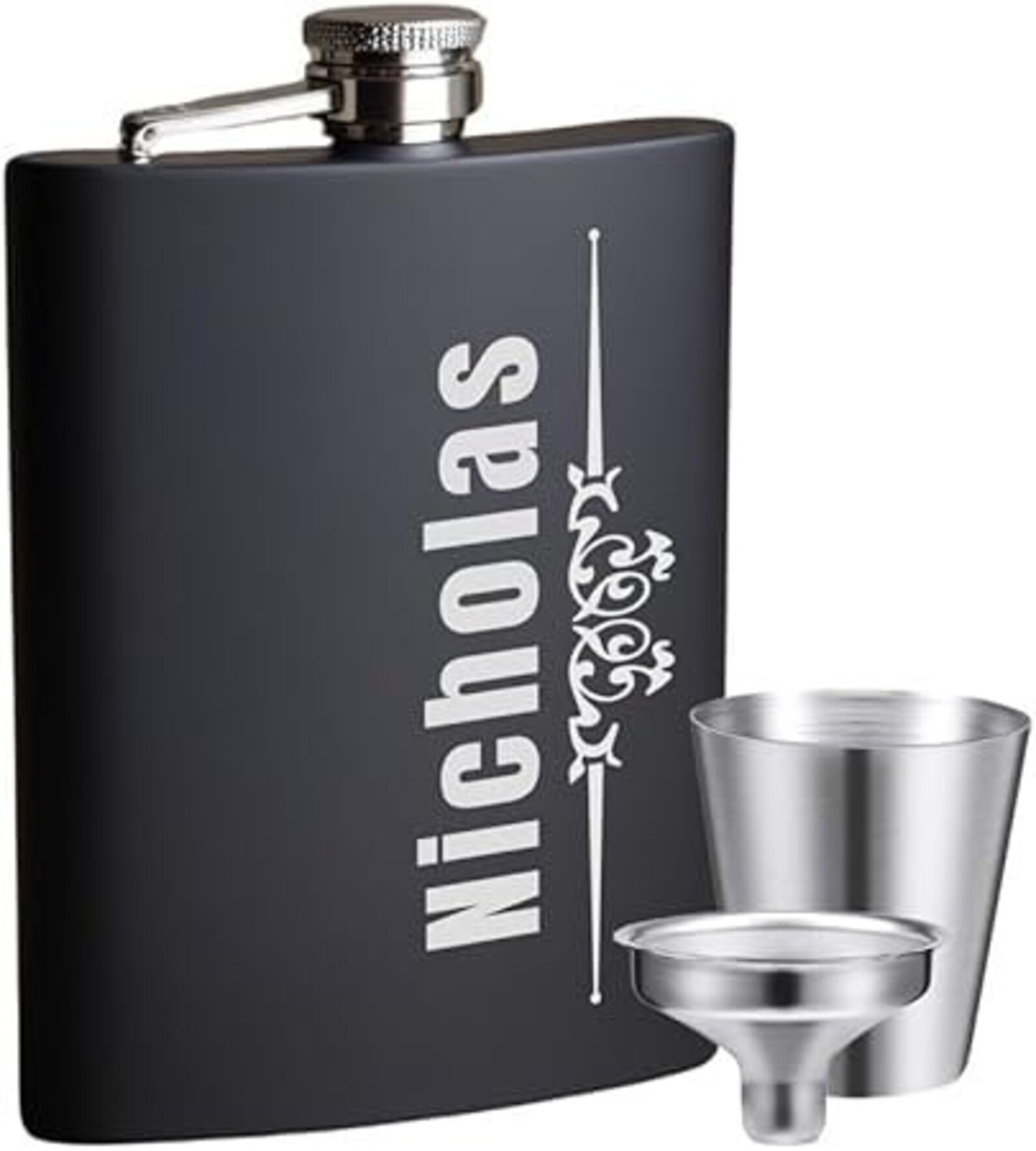 Personalized Hip Flask for Men - 6oz Stainless Steel Flask Set With Shot Glass & Funnel - Luxury ...