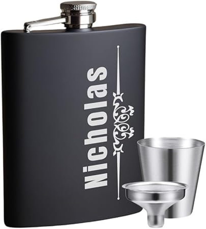 Personalized Hip Flask for Men - 6oz Stainless Steel Flask Set With ...
