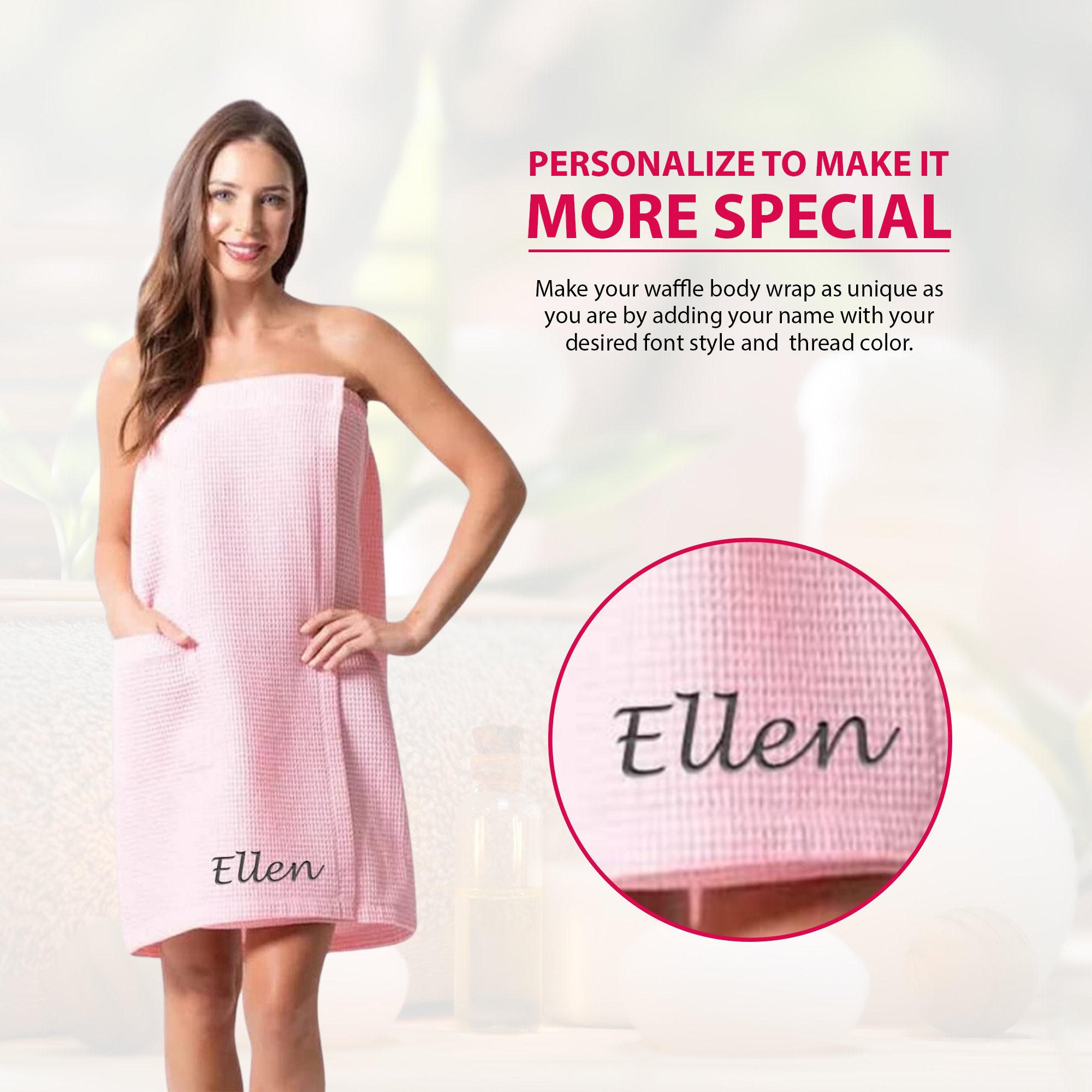 Personalized Spa Towel Wrap for Women - Soft & Absorbent Waffle Body ...