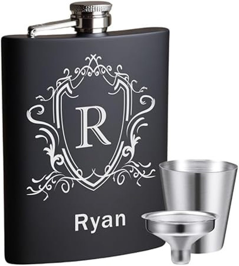 Personalized Hip Flask for Men - 6oz Stainless Steel Flask Set With ...