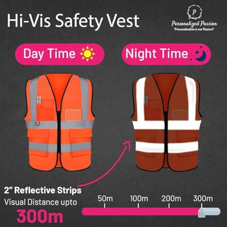 Personalized Safety Vest With Name and Logo - High Visibility Vest for ...