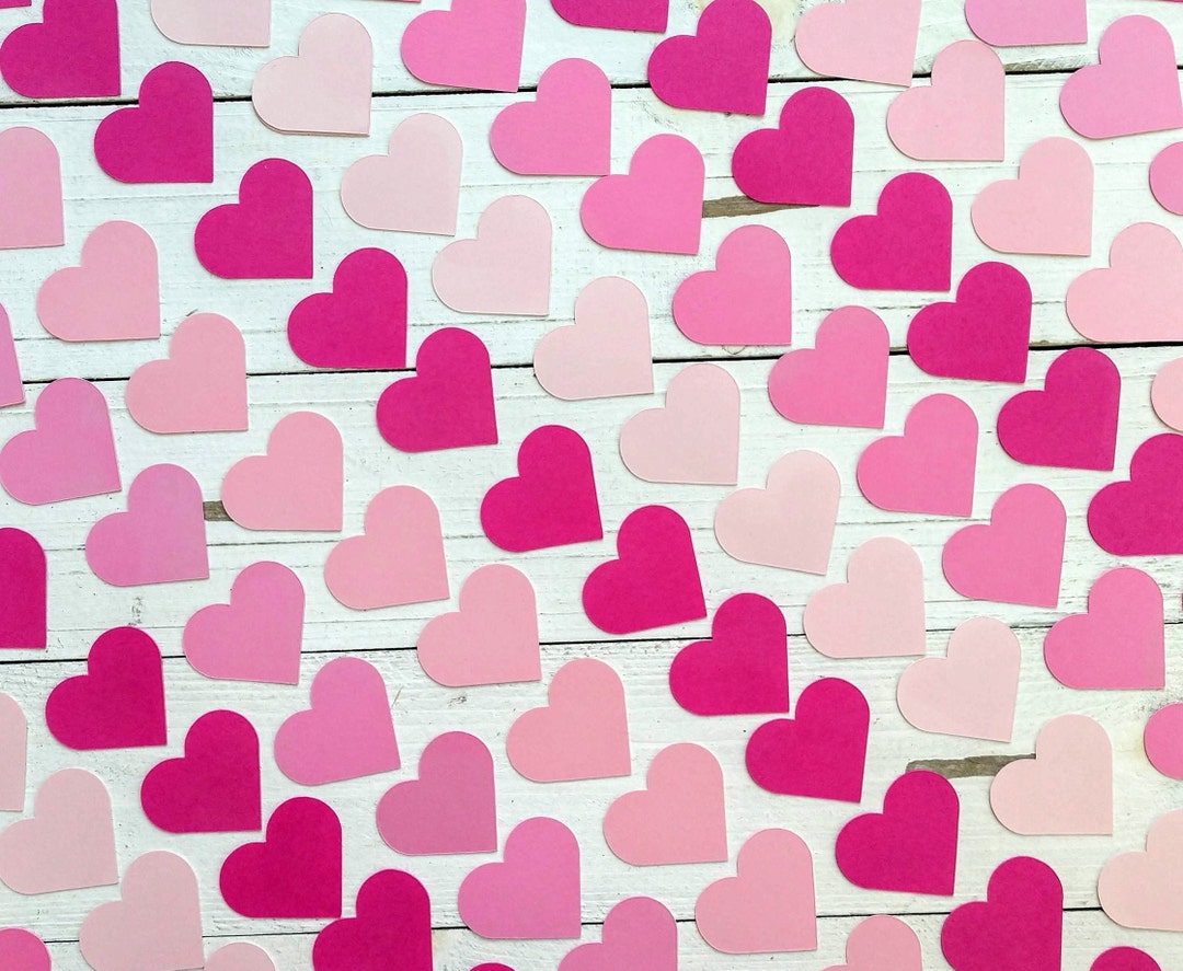 Pink Heart Confetti, Heart Table Scatter, Heart Punches, Heart Die Cuts ...