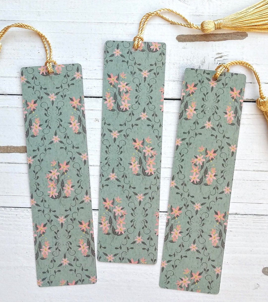 Green Floral Bookmark, Handmade Bookmark for Bookworm Gift, Book Club ...