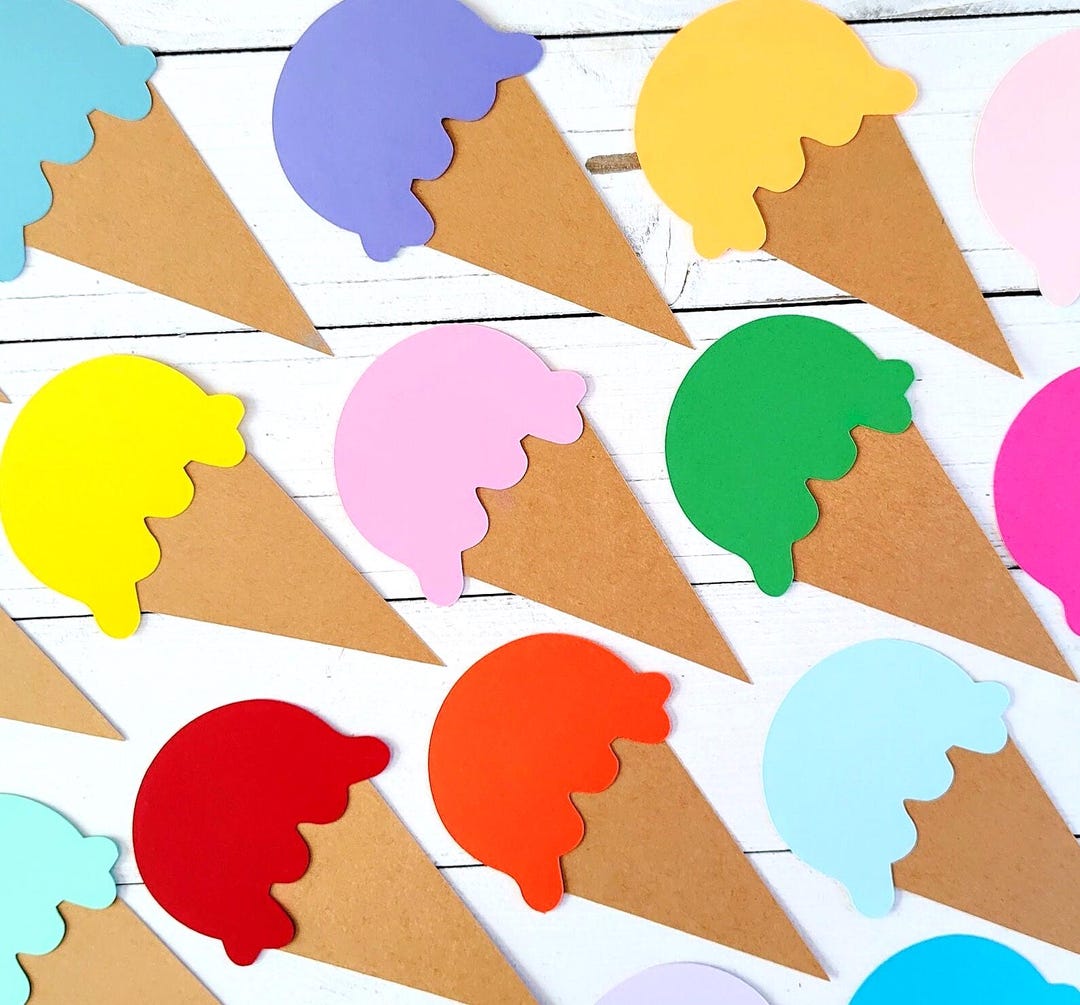 Colorful Ice Cream Cone Die Cuts: Party Decor, Craft Projects, Bulletin ...