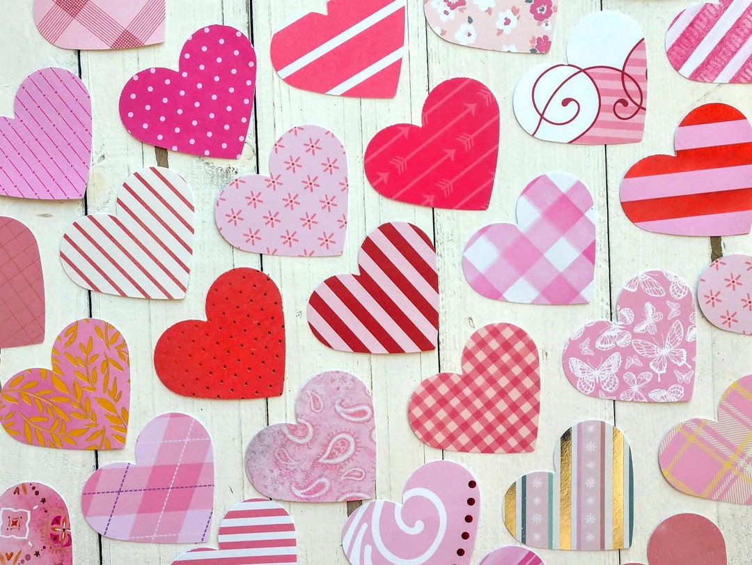 Pink Patterned Heart Cutouts: Craft Projects, Card Making, Scrapbook ...