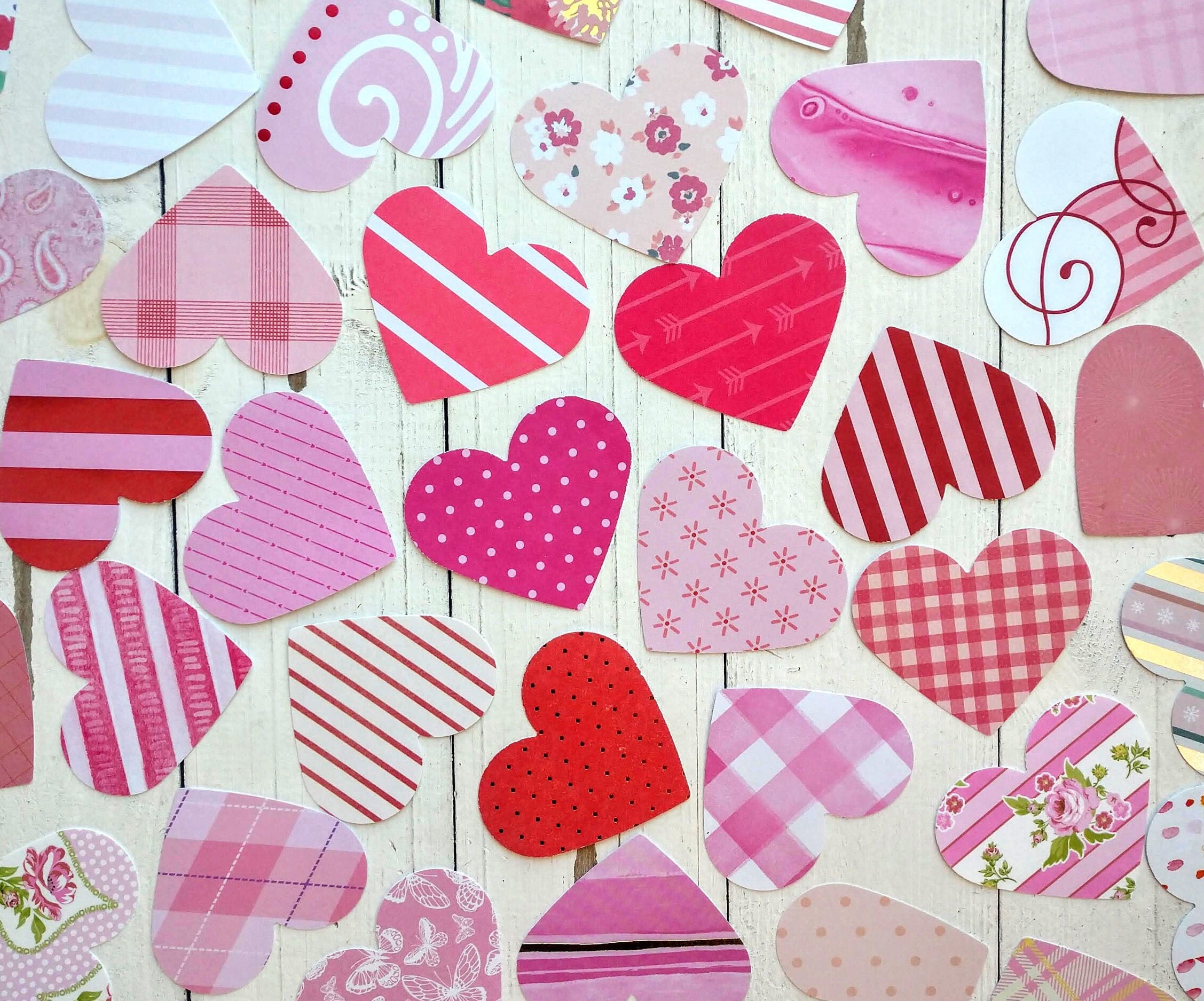 Pink Patterned Heart Cutouts: Craft Projects, Card Making, Scrapbook ...