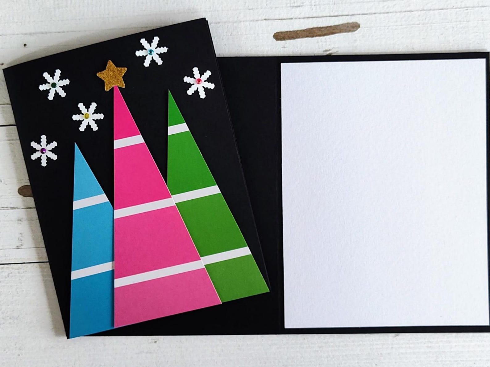 Paint Chip Christmas Tree Cards: Modern Holiday Note Cards, Set of 5 - Etsy