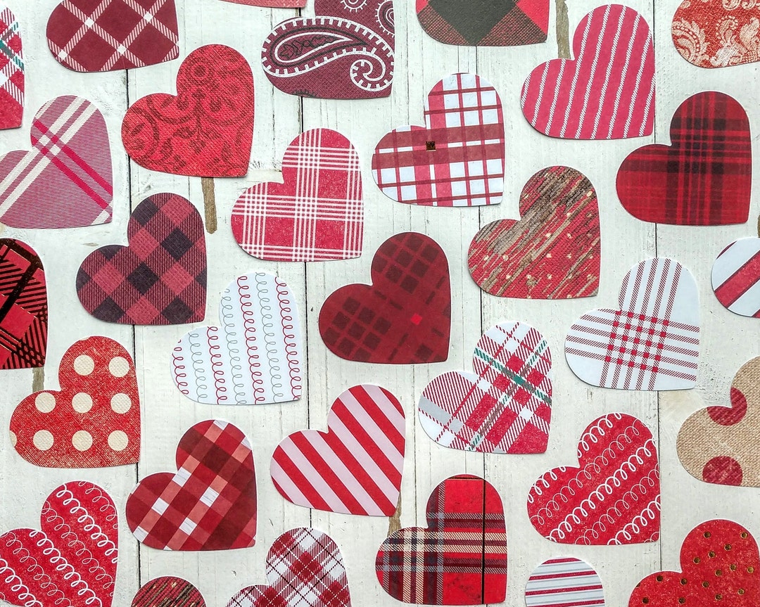 Red Patterned Heart Cutouts: Card Making, Table Scatter, Craft ...