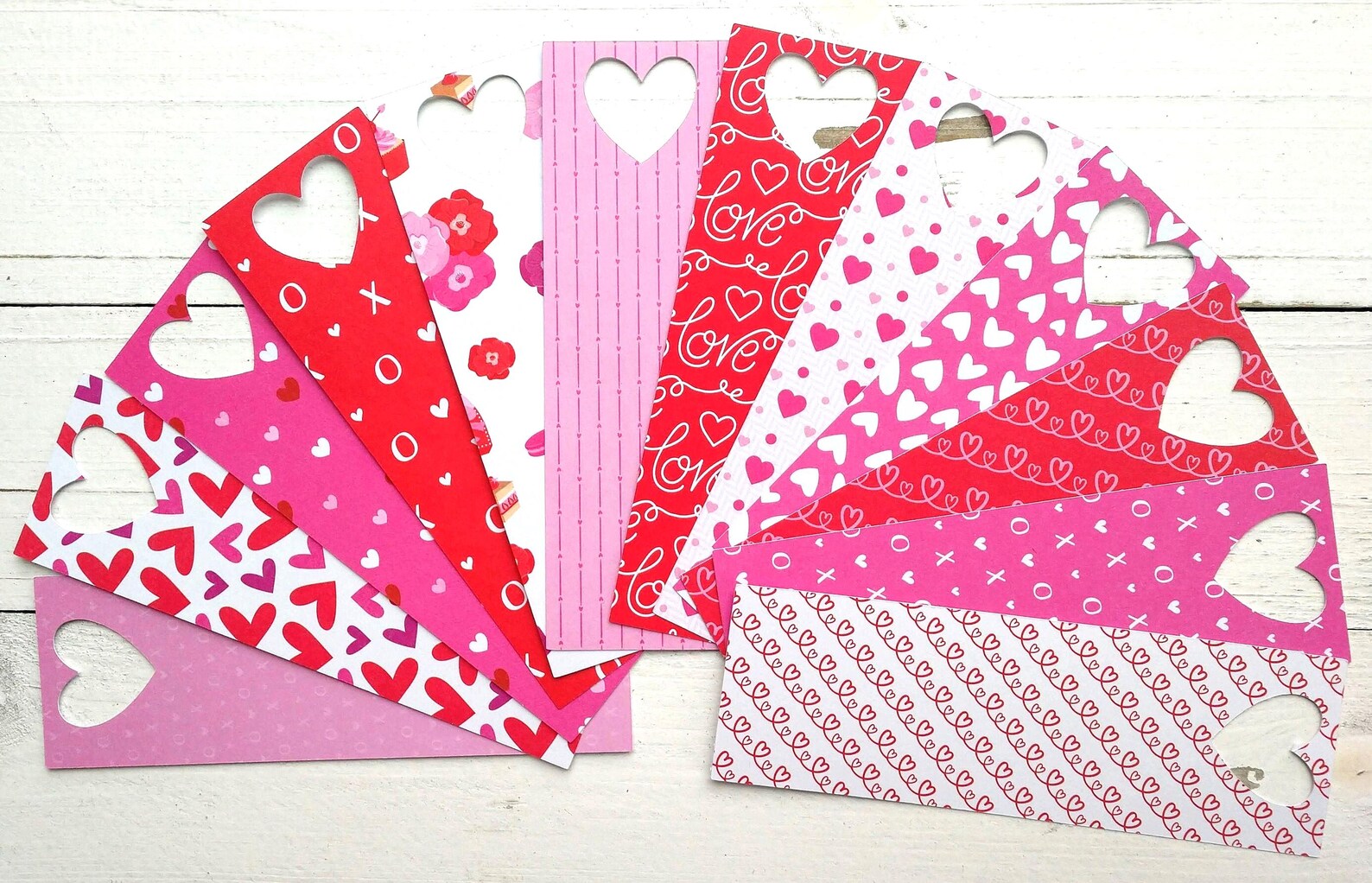 Heart Bookmarks: Patterned Cardstock, Set of 10 - Etsy